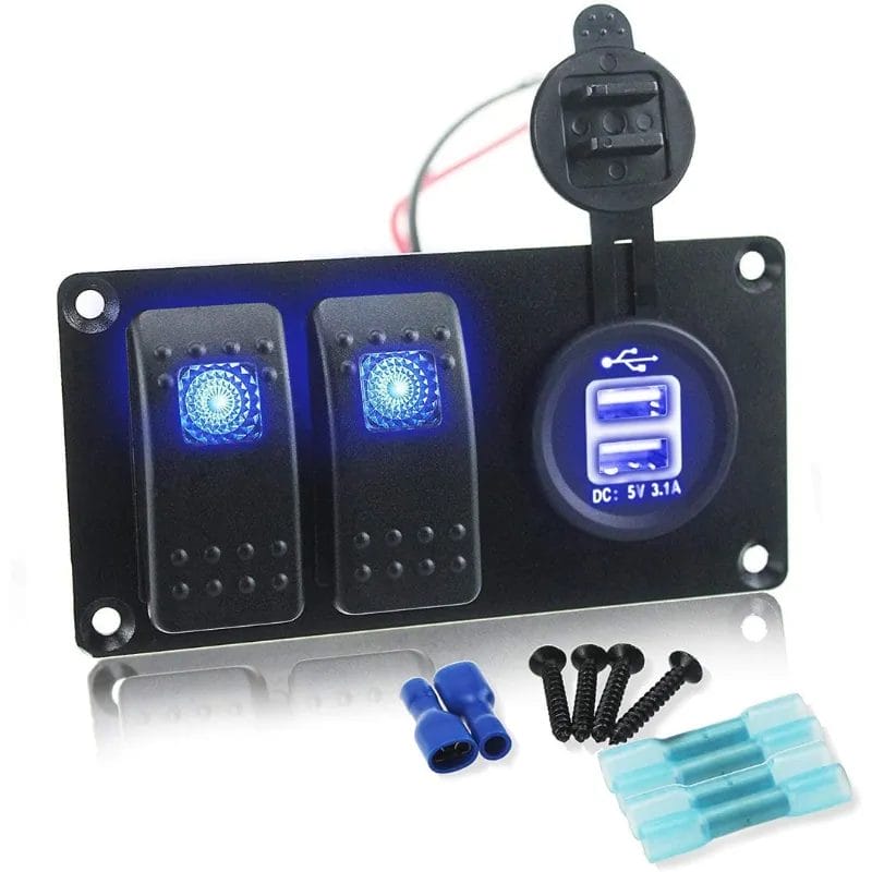2 Gang Switches Panel Double USB 5 v 3.1A لوحة مفاتيح | Jeddah Marine Store